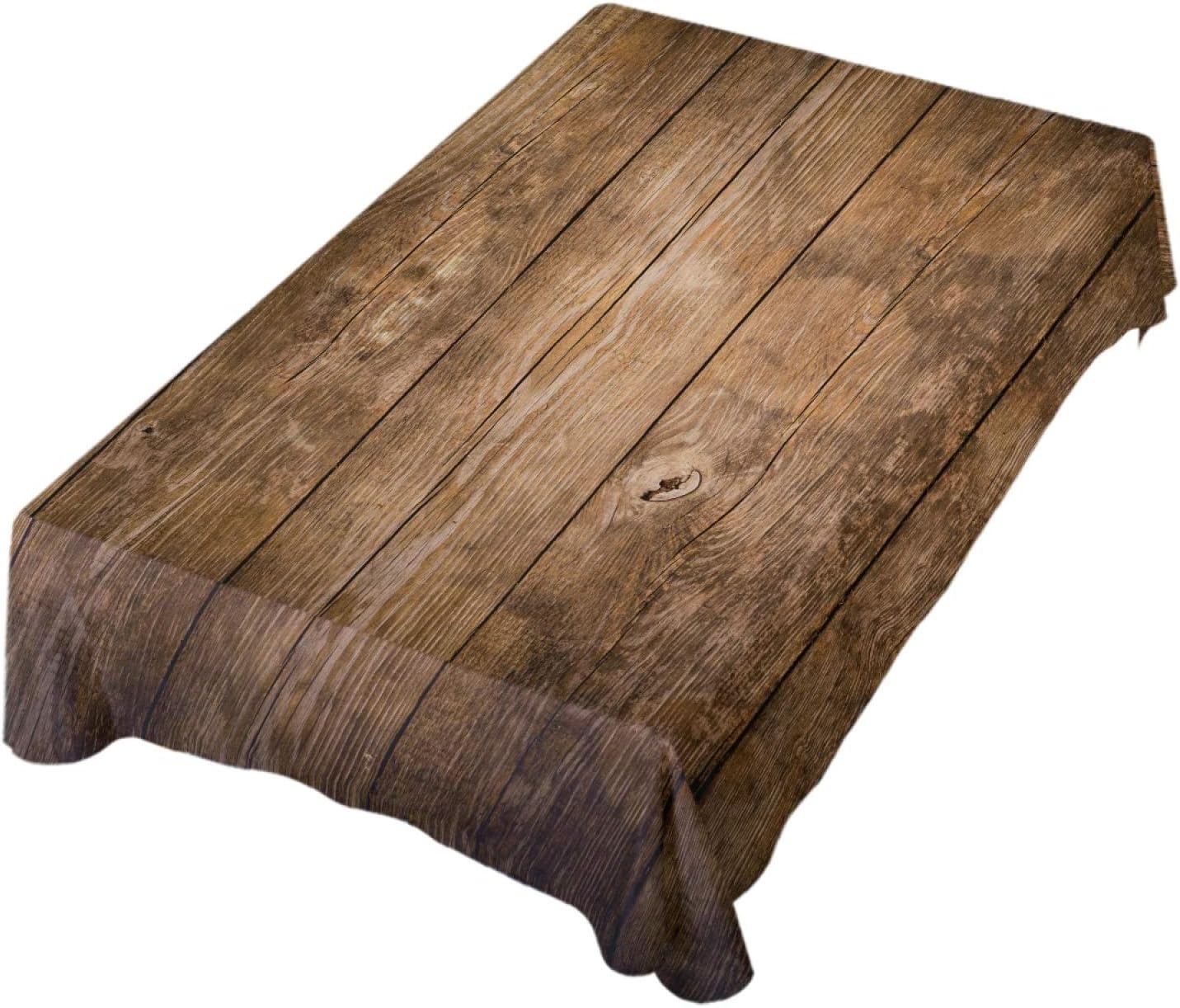 Amazon.com: Jinsen Vintage Wood Grain Tablecloth,Linen Embroidered ...