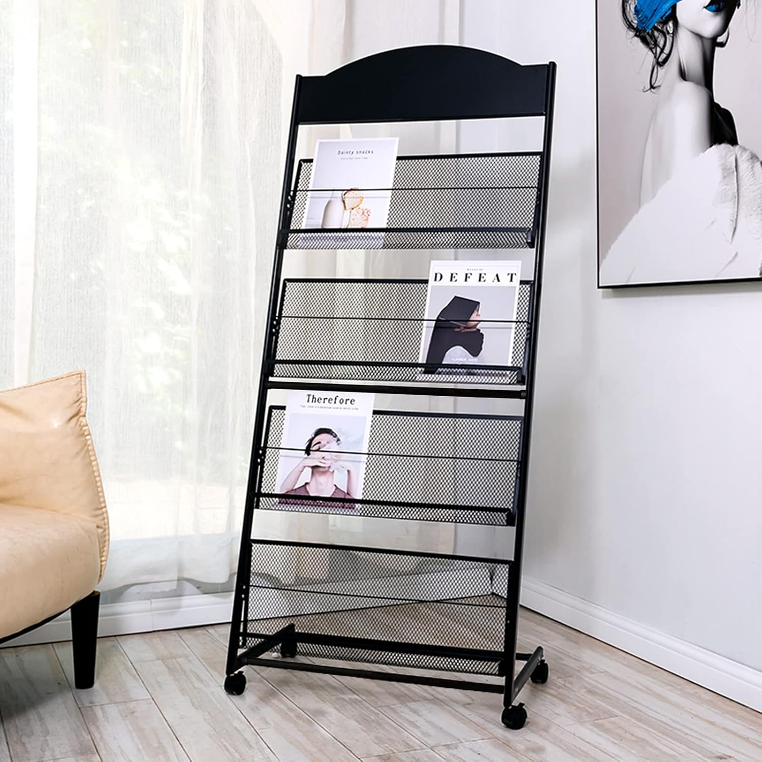 Amazon.com: Kenpiko Floor-Standing Magazine Rack, 4-Layer Brochure ...