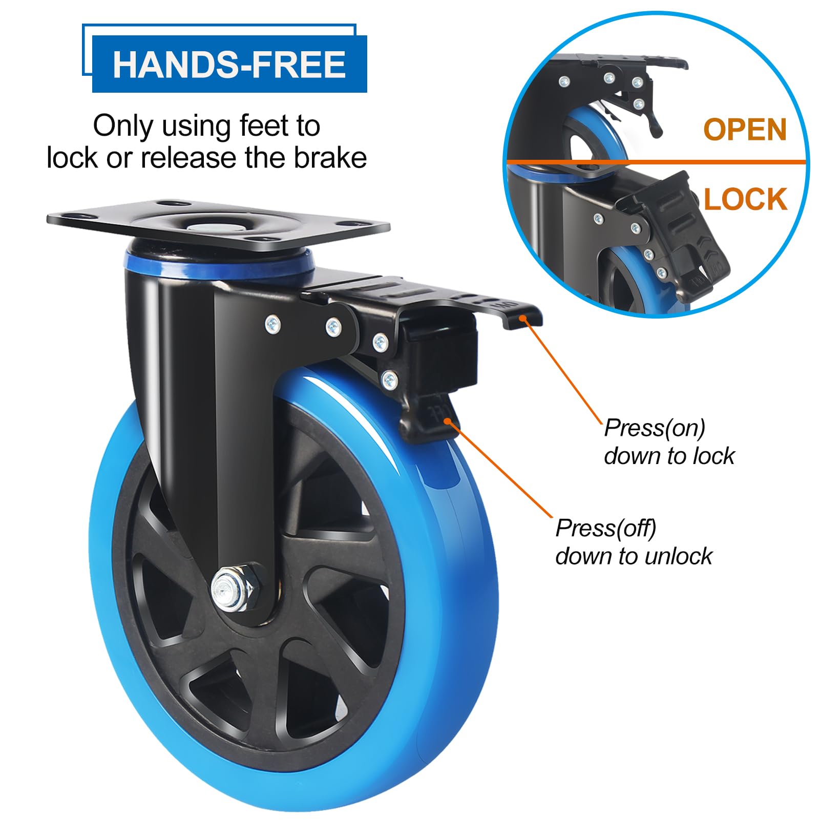 Snapklik.com : 6 Inch Swivel Caster Wheels 2800lbs, Heavy Duty Casters ...
