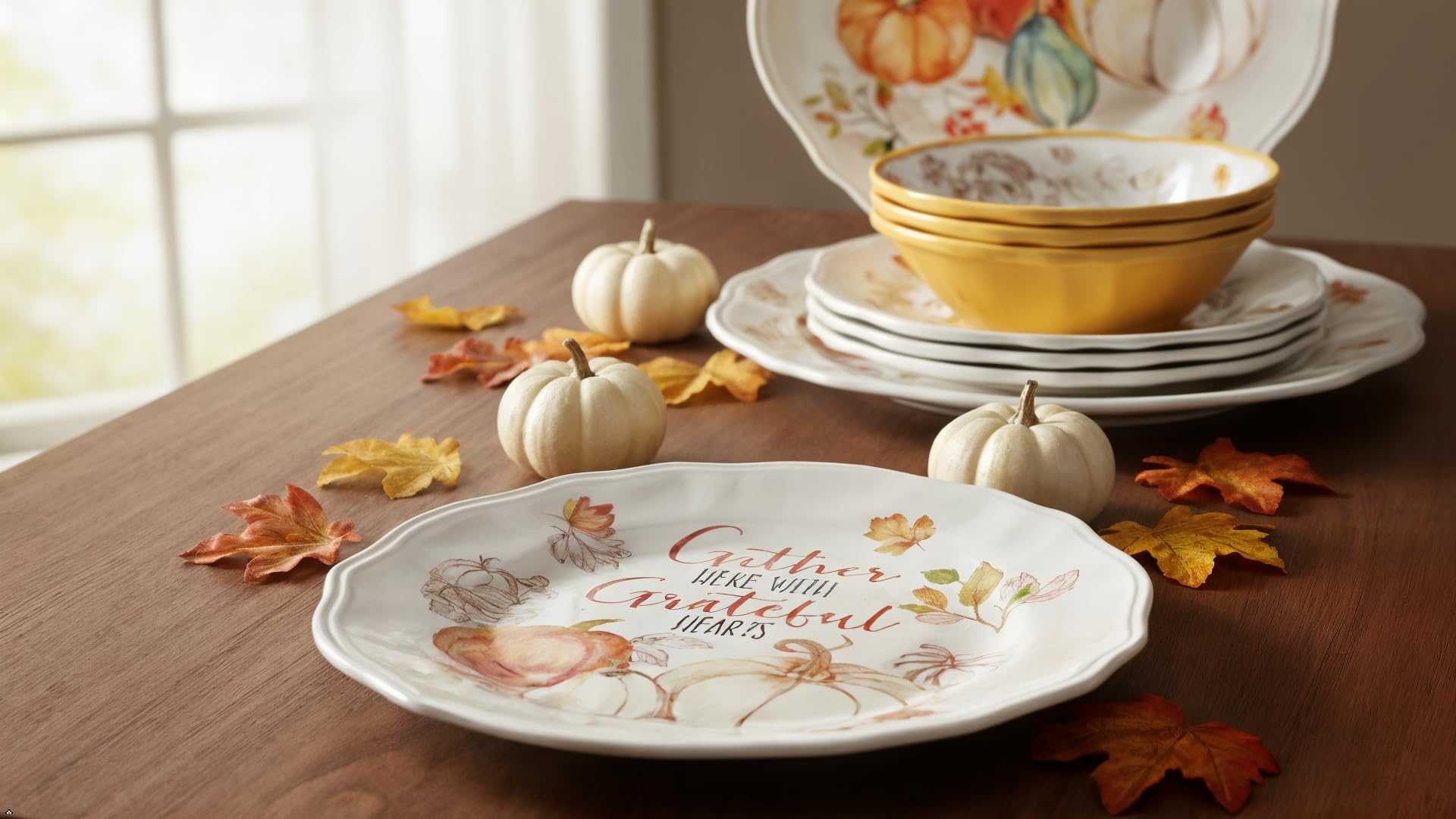 Snapklik.com : UPware 12 Piece Pumpkin Season Melamine Dinnerware Sets