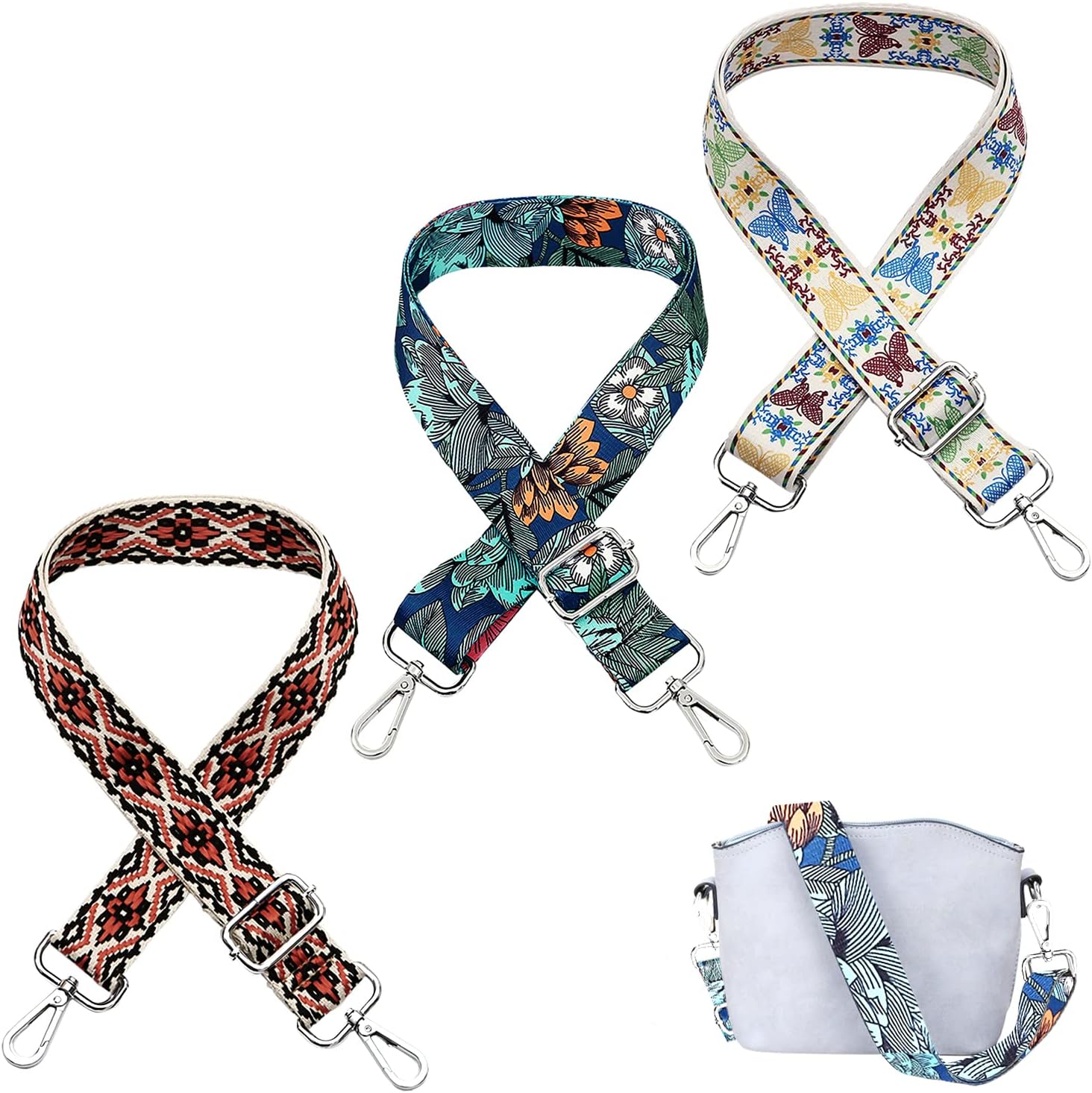 2 Pièces Sangle de Sac Bleu et Rouge,3.8cm Bandouliere pour Sac a Main ...