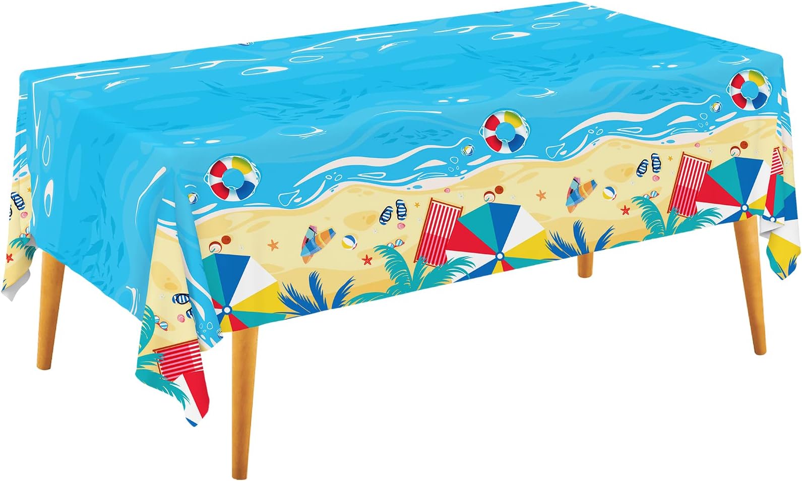 Amazon.com: Juvale Summer Beach Pool Party Table Cover Plastic ...