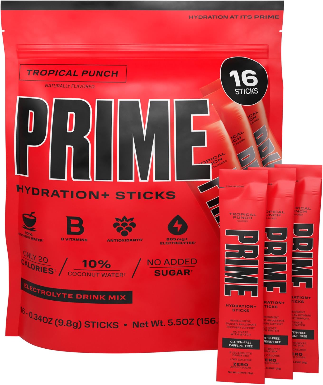 Amazon.com: PRIME HYDRATION+ Sticks Tropical Punch| Hydration Powder ...
