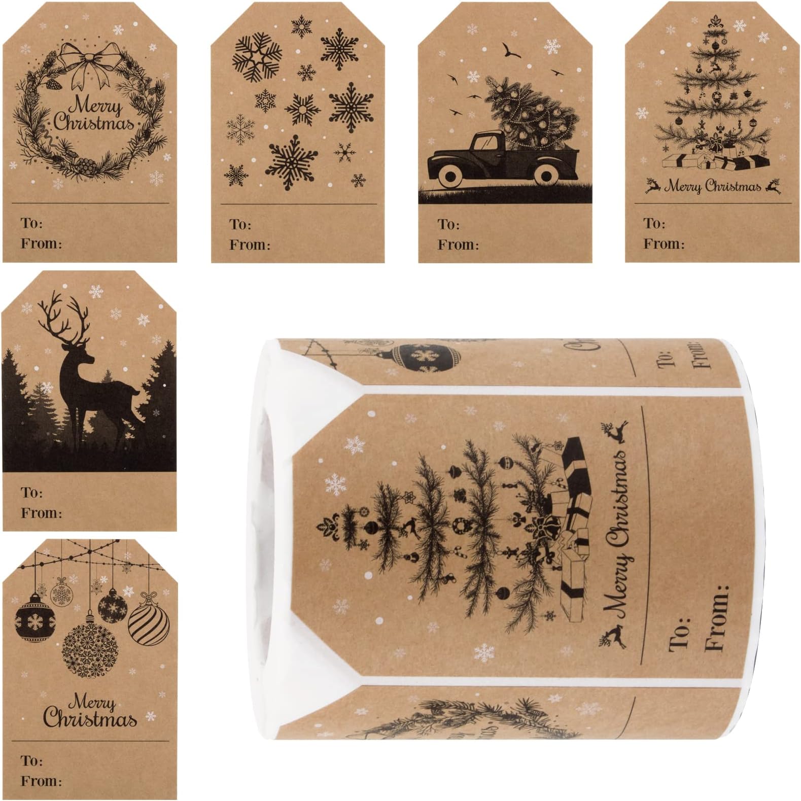 250pcs Christmas Labels Gift Tag Stickers Christmas Sticky Labels for ...