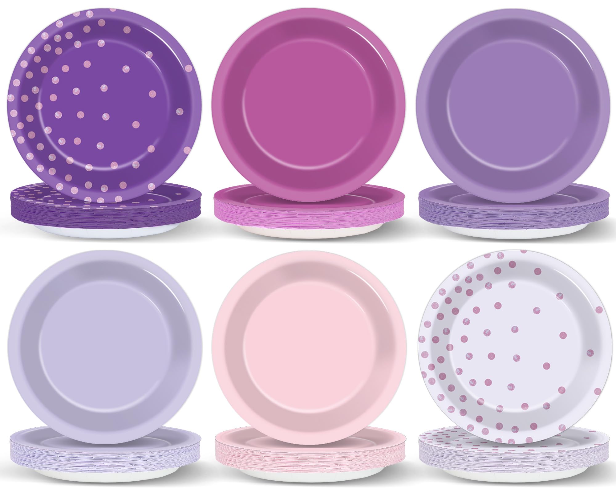 Amazon.com: 60Pcs Pink Purple Birthday Party Supplies 7Inch Metallic ...