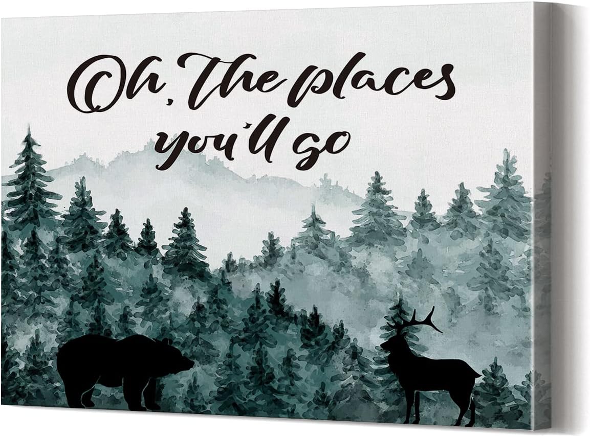 Amazon.com: Woodland Forest Print Canvas Wall Art Poster, Inspirational ...