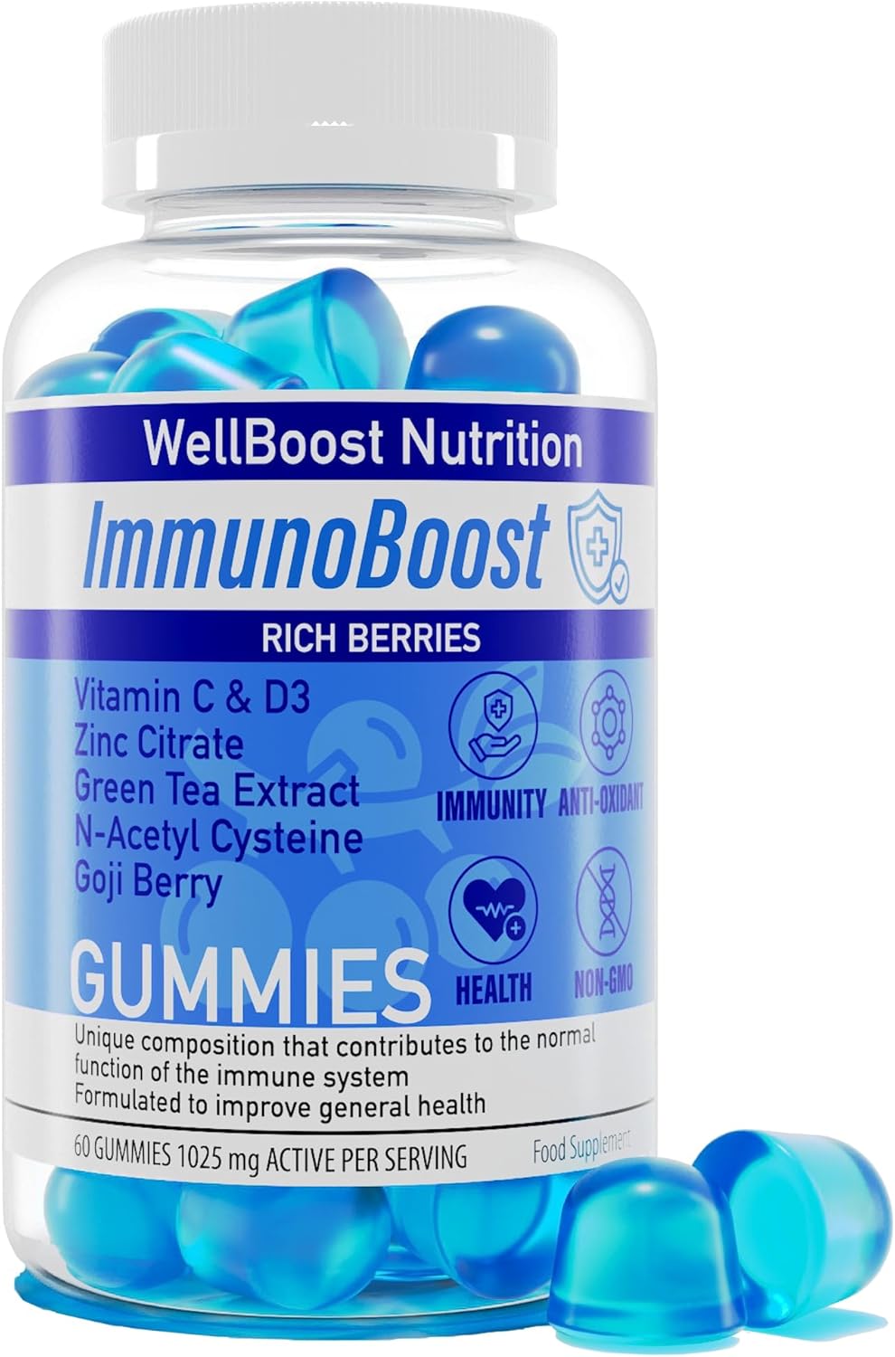 Immunity Boost - Goji Berry, VIT C, D3, Zinc, N-Acetyl Cysteine, Green ...