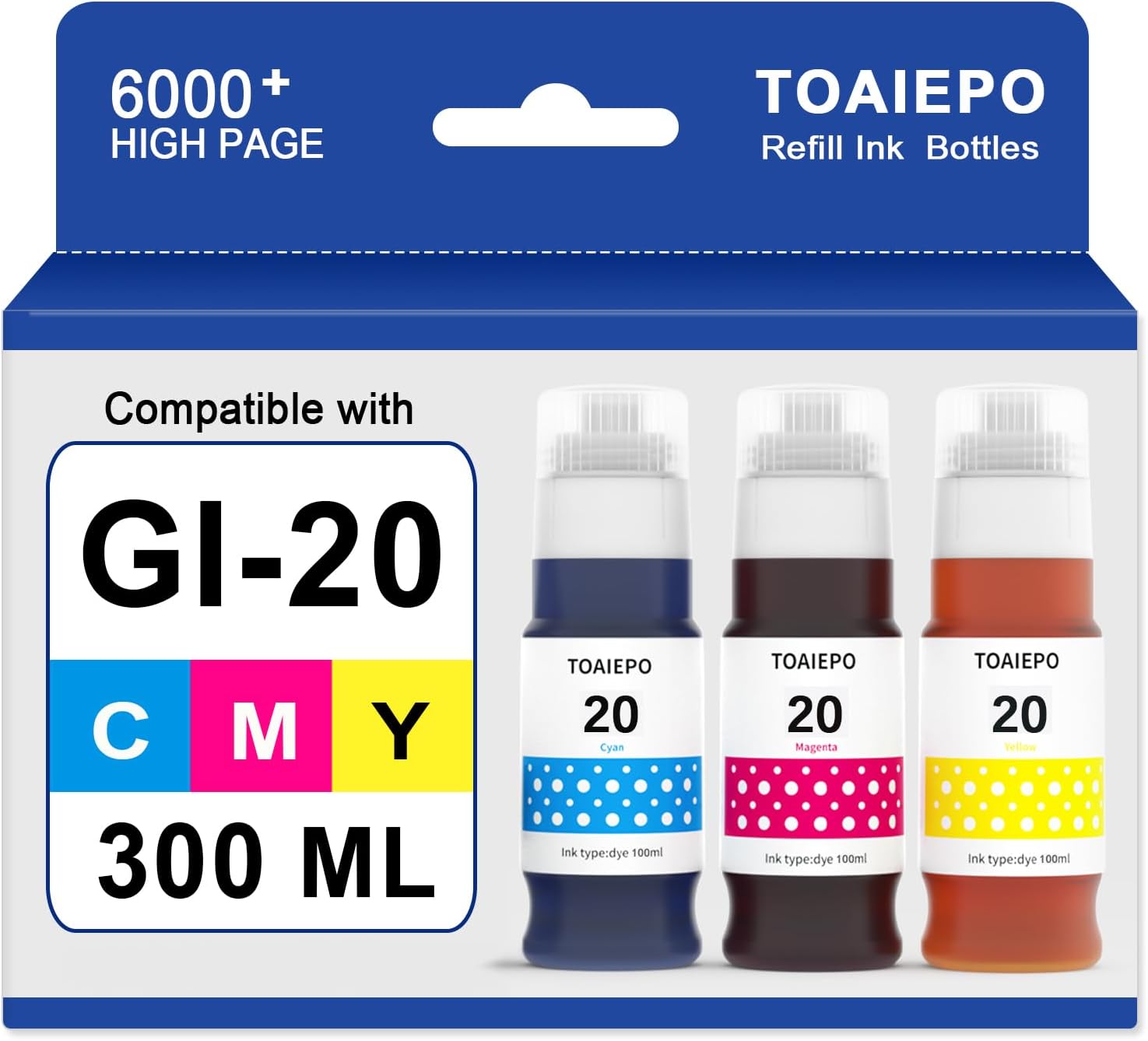 Amazon.com: TOAIEPO GI-20 Ink Refill Bottle Kit Replacement for Canon ...