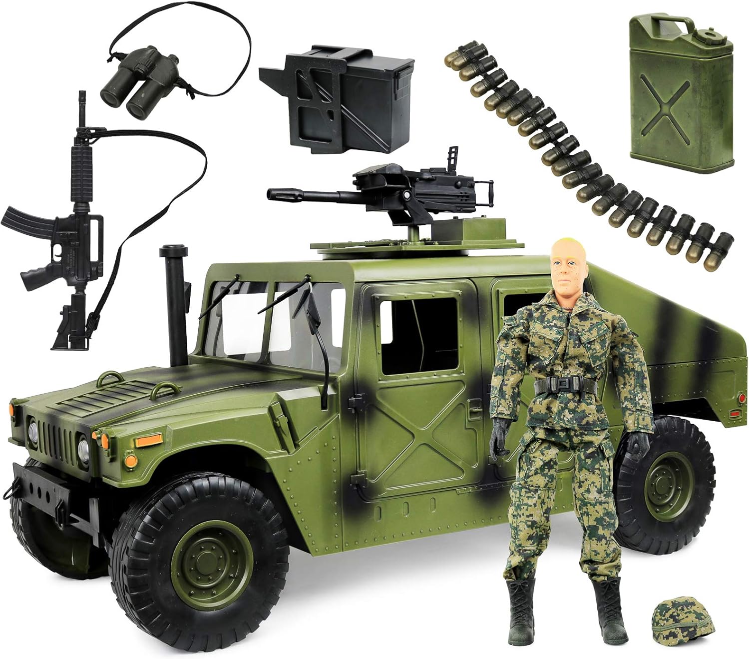 Amazon.com: Click N' Play Military Jumbo 12" Long Humvee Vehicle Toy ...