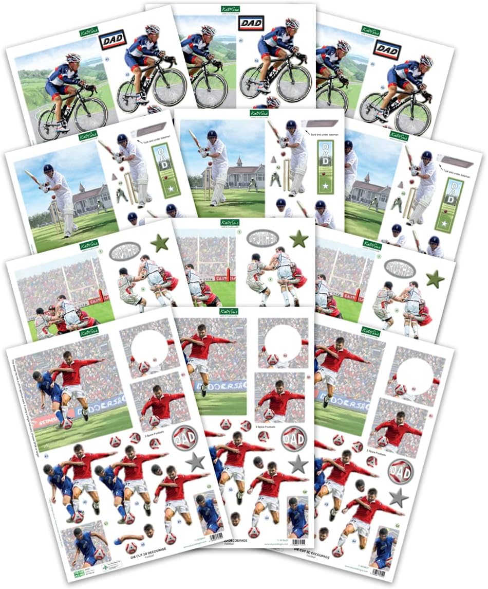 Katy Sue 'Sports' Die-Cut Decoupage for Card Making & Crafts - Pack of ...