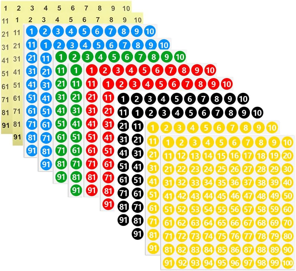 OWLMATE 15 Stück Zahlen Aufkleber, Aufkleber Zahlen, 1-100 Nummer ...