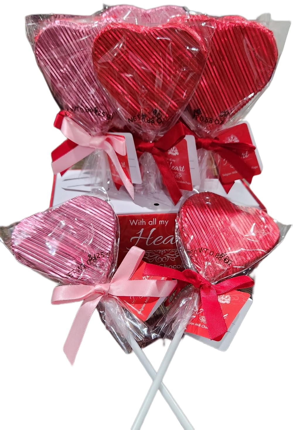 Amazon.com : Valentine With All My Heart Belgian Milk Chocolate Pops 6 ...