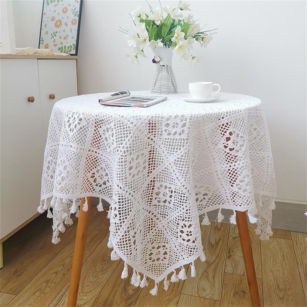 Amazon.com: FMILUCK White Crochet Doilies Rectangle Tablecloths Vintage ...