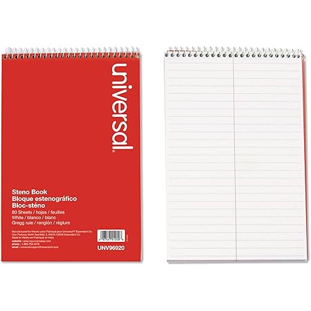 Amazon.com: Universal Steno Book, Gregg Rule, 6 x 9, White, 80 Sheets ...