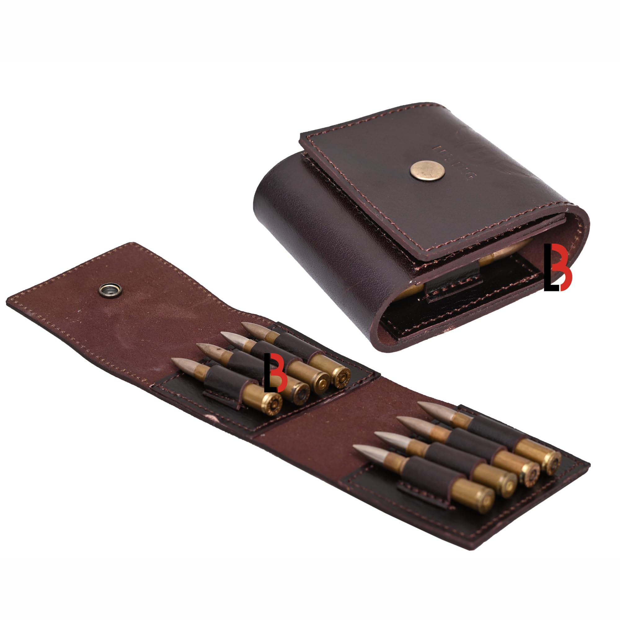 Amazon.com : Cowhide Leather Hunting Rifle Cartridge Holder 8 Round ...
