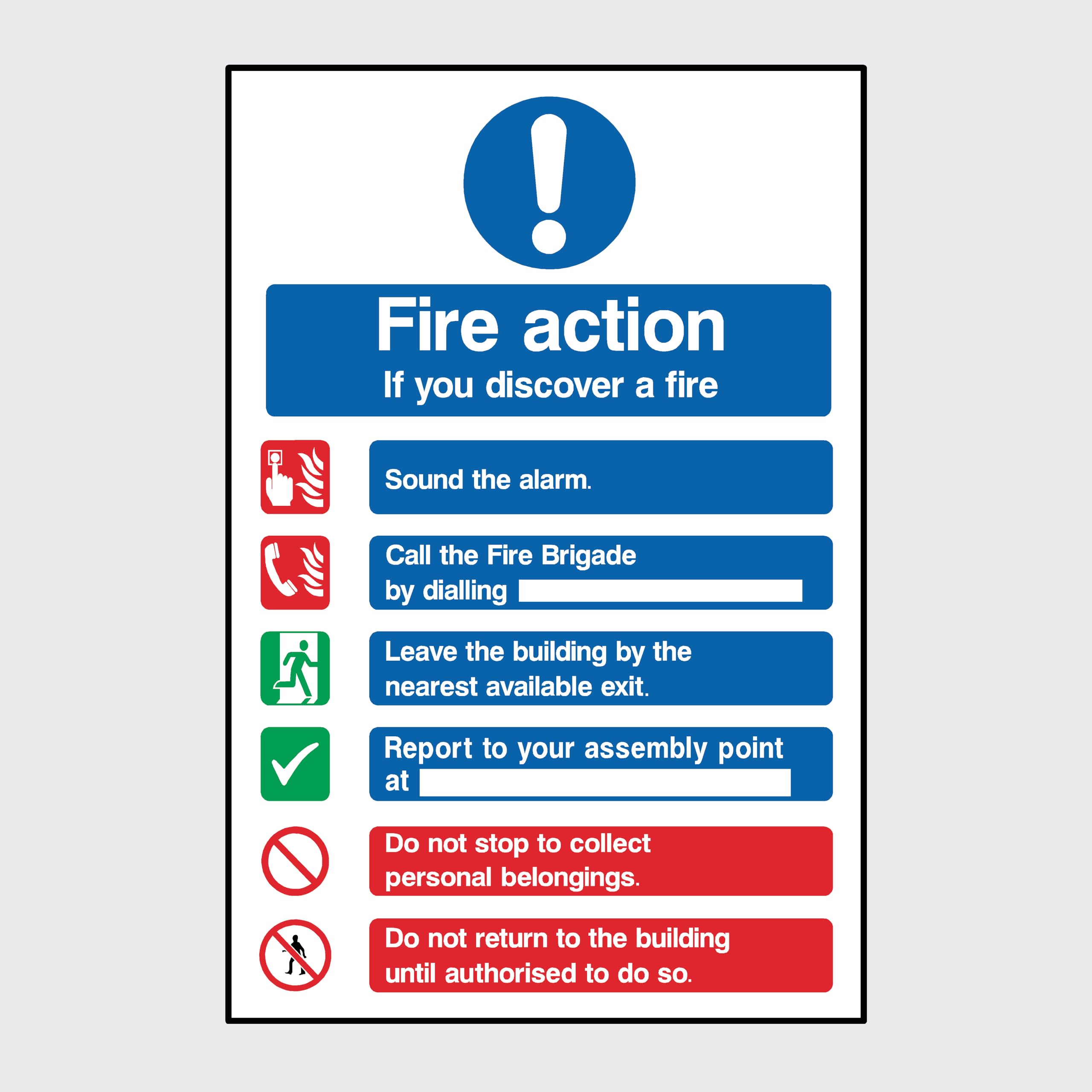 Fire Action if you discover a fire Sign Sticker - (Choose Size ...