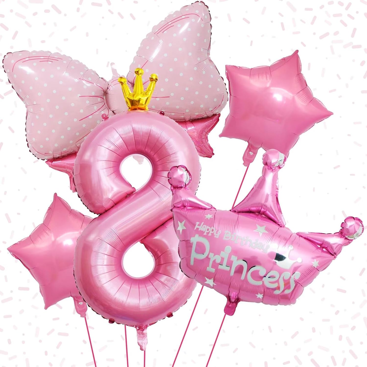 Amazon.com: Pink 8th Birthday Decorations, Pink 8th Birthday Balloon ...