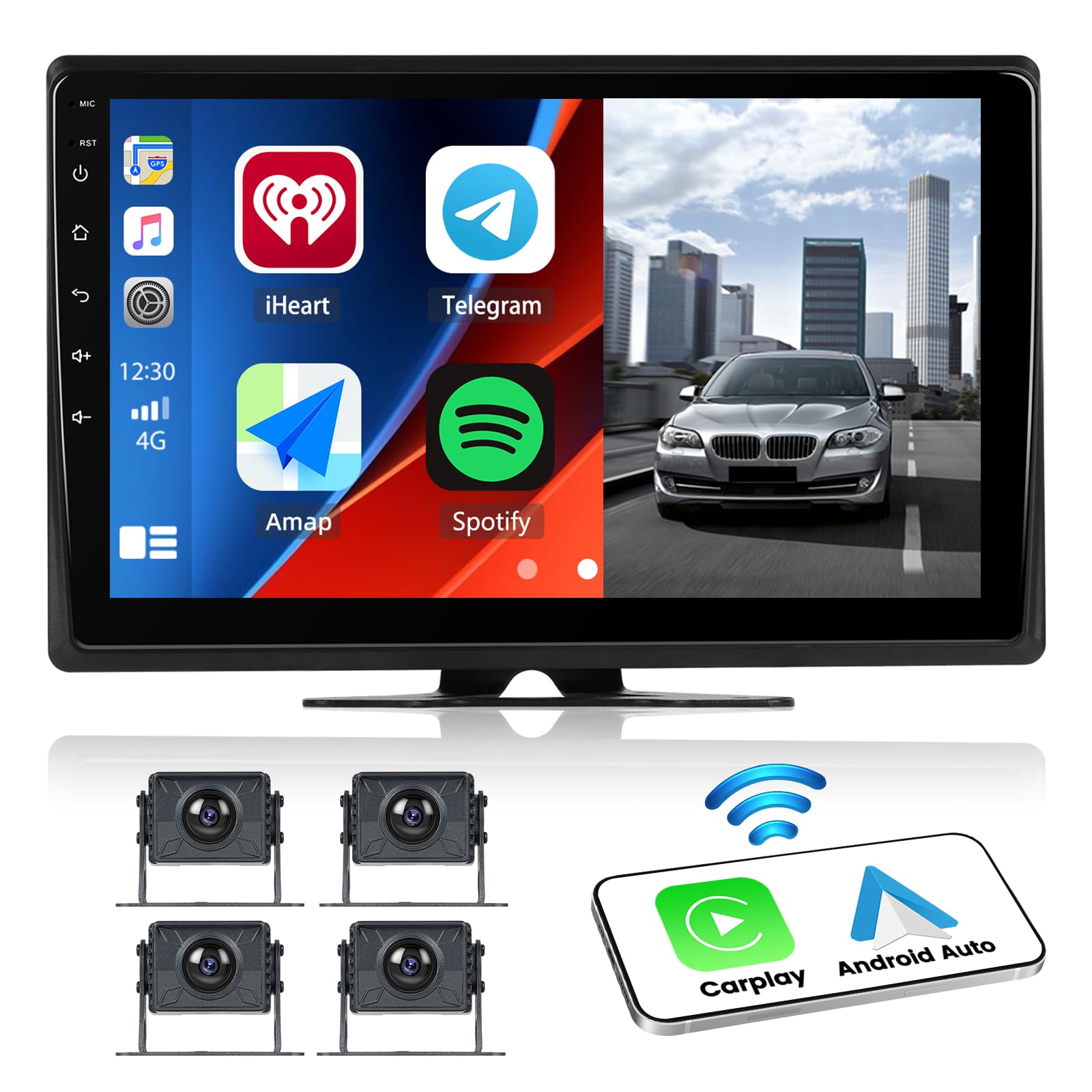 [2+32G] Android 13 1080P Backup Camera System Kit with Carplay&Android ...