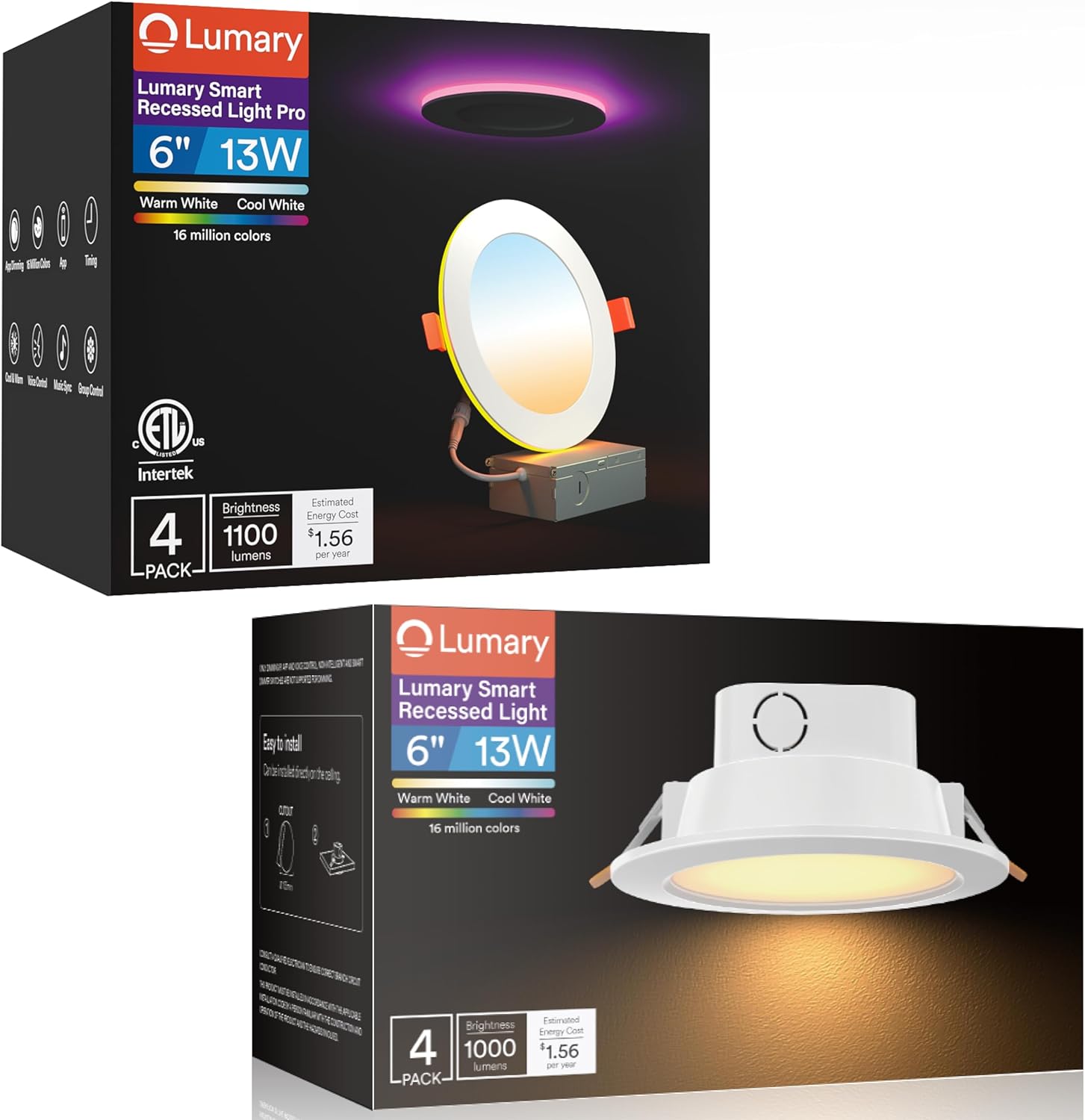 Lumary Smart Recessed Light PRO 6 lnch Integrated Smart Recessed ...