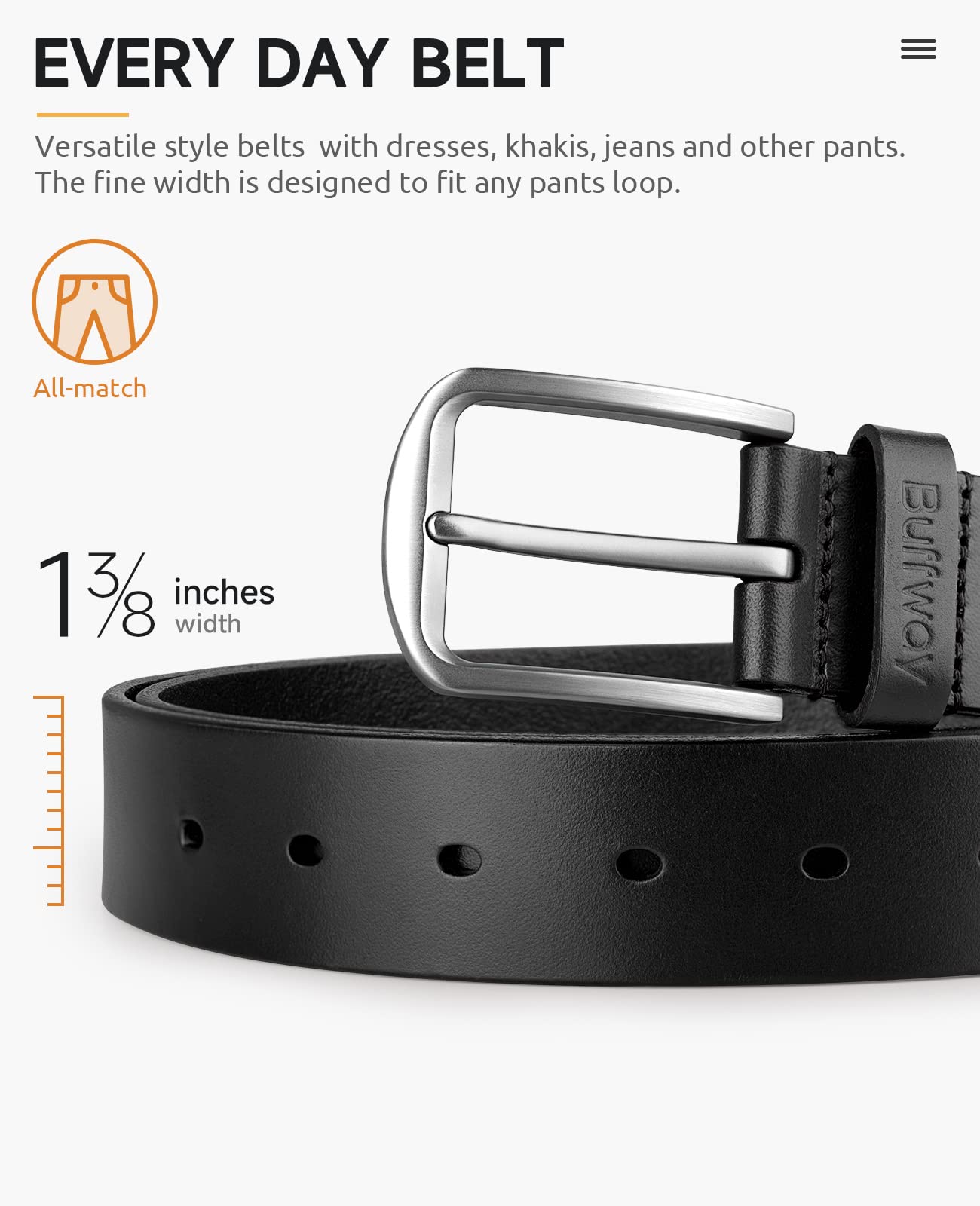 Snapklik.com : Buffway Mens Belt Full Grain Genuine Leather Belts For ...
