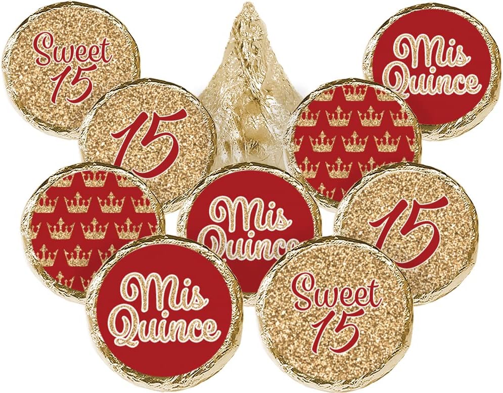 Amazon.com: Red and Gold Quinceañera Chocolate Kisses Party Favor ...