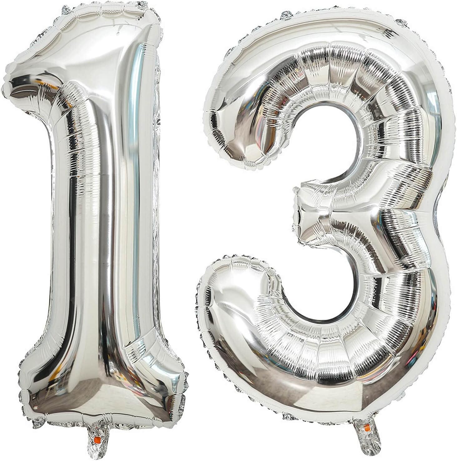 Amazon.com: 40 Inch Silver 13 Number Balloons Giant Jumbo Huge 13 or 31 ...
