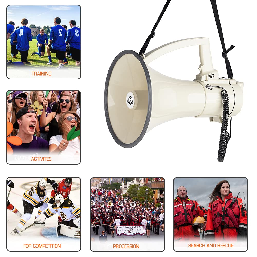 75W Loud Megaphone with Siren, Recording, Rechargeable Battery, USB ...