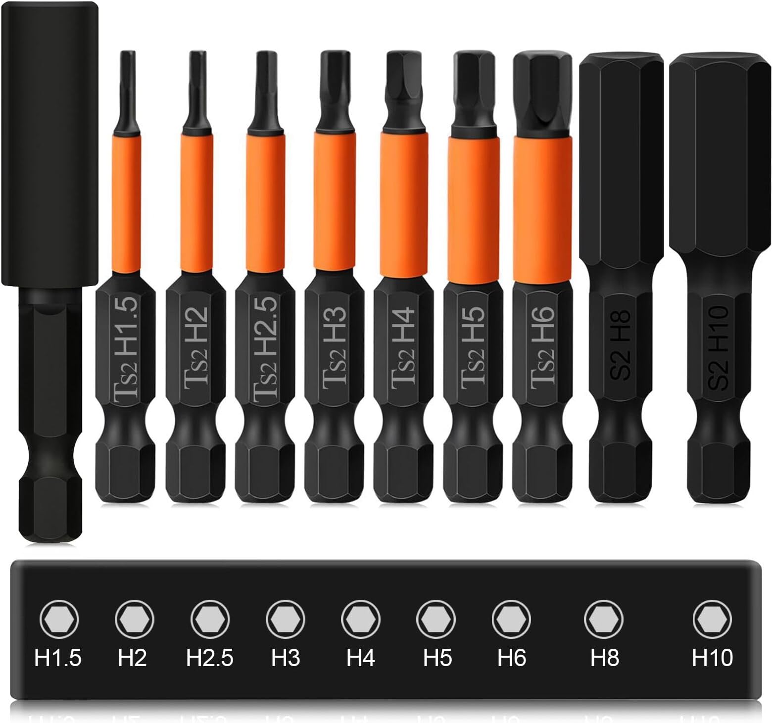 Hakkin 10 Stück Hex Impact Bits Set Lang 50mm Hexagon Sechskant ...