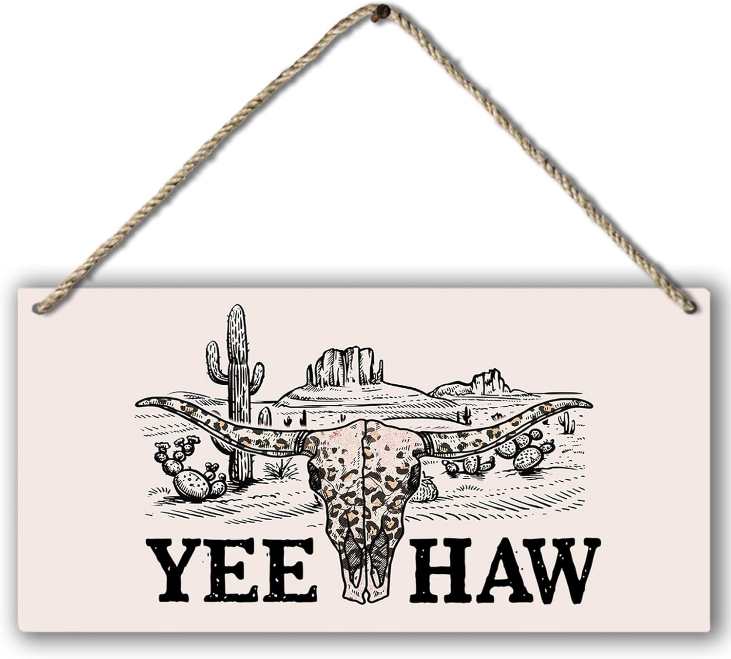 Amazon.com: Retro Western Yeehaw Leopard Bull Skull Cactus Desert ...
