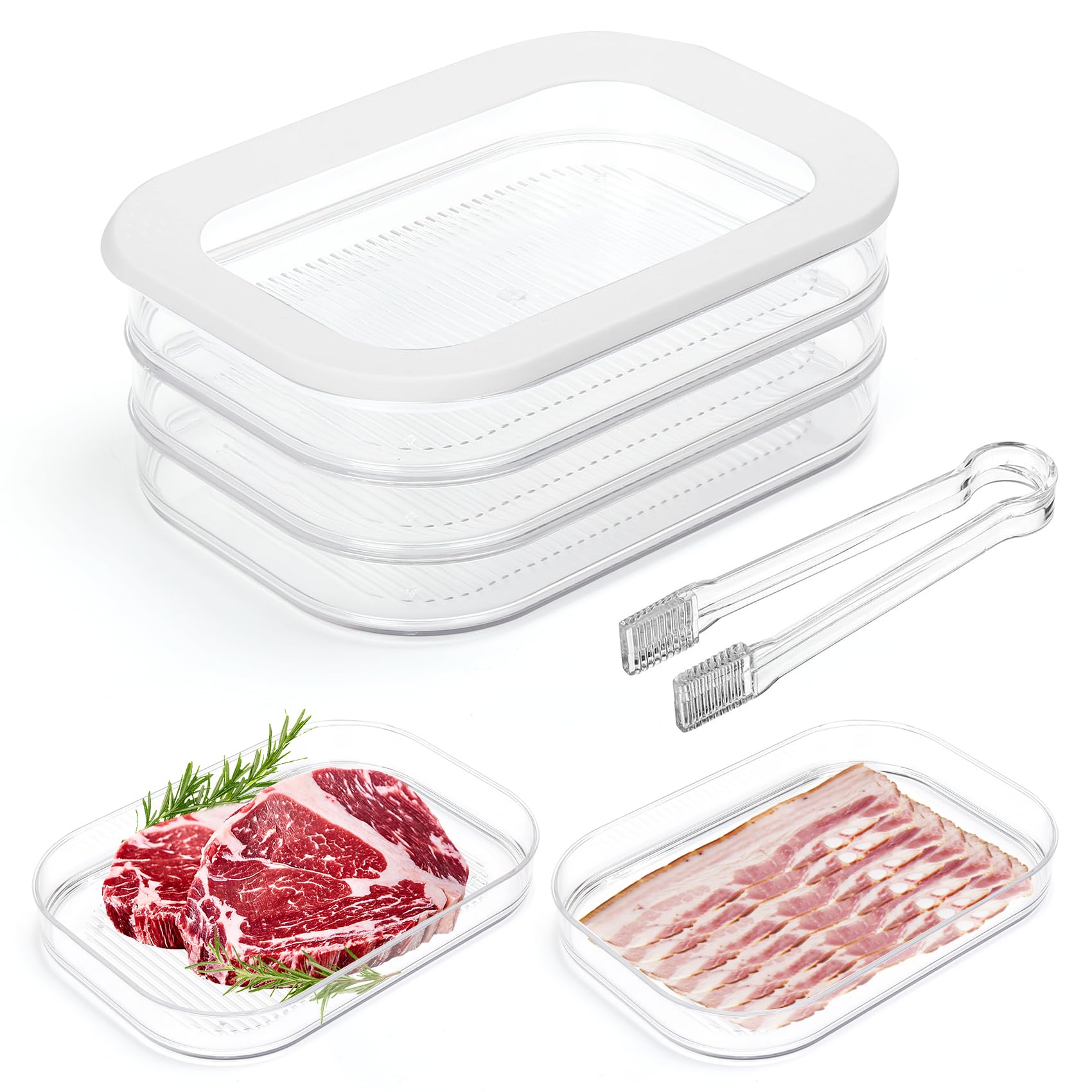 Amazon.com: Deli Meat Container for Fridge, 3 Layer Stackable Bacon ...