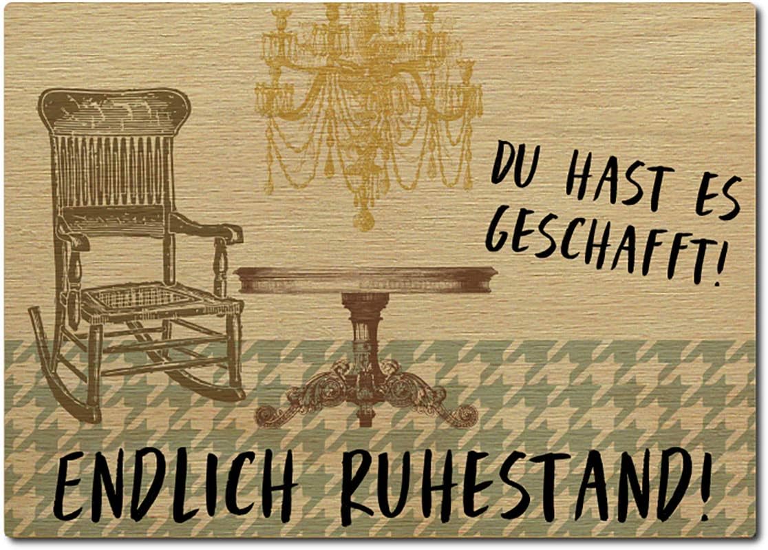 Interluxe Postkarte aus Holz Du hast es geschafft endlich Ruhestand ...