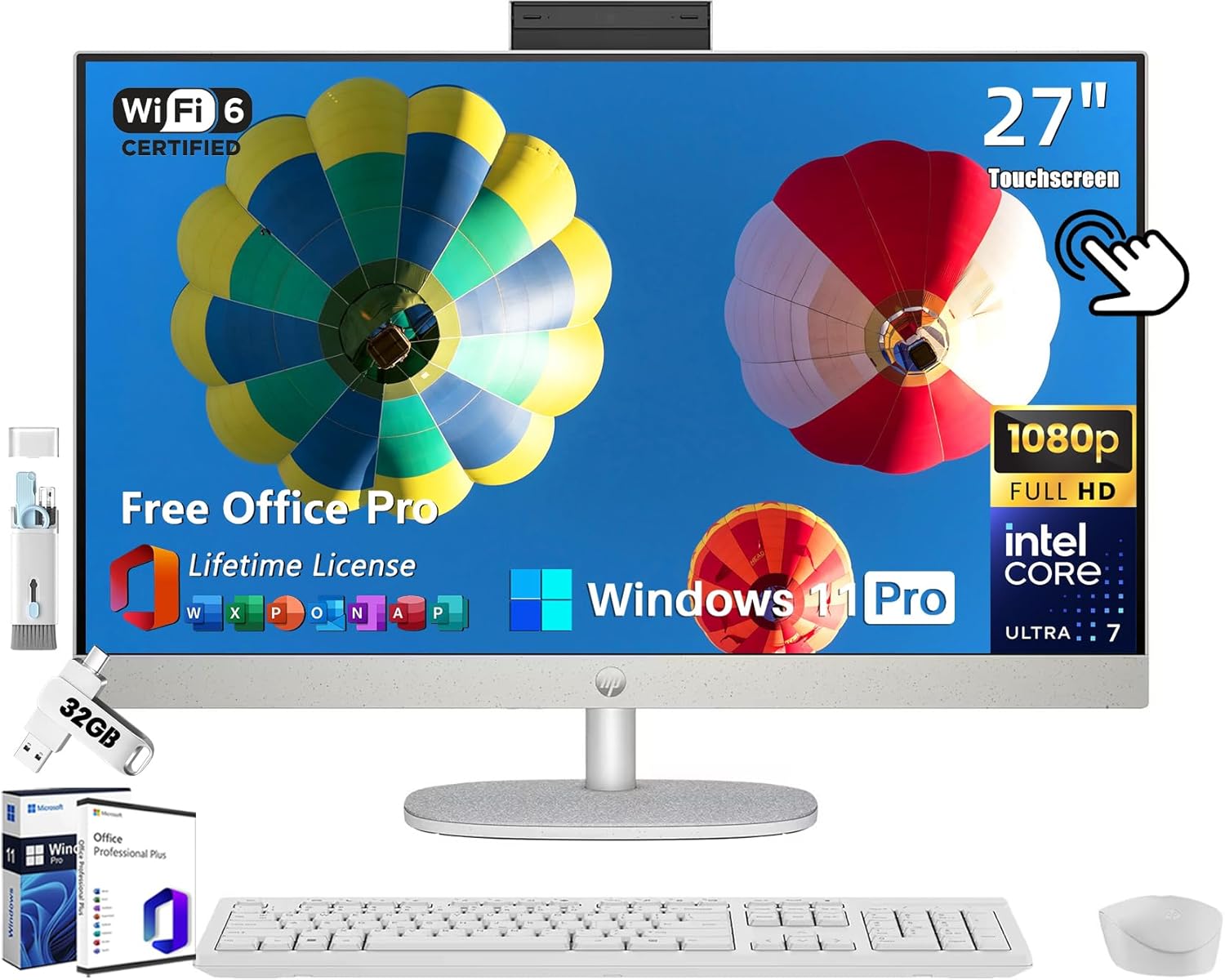 Amazon.com: HP 27 All-in-One Desktop PC, 27" FHD Touchscreen, Intel ...