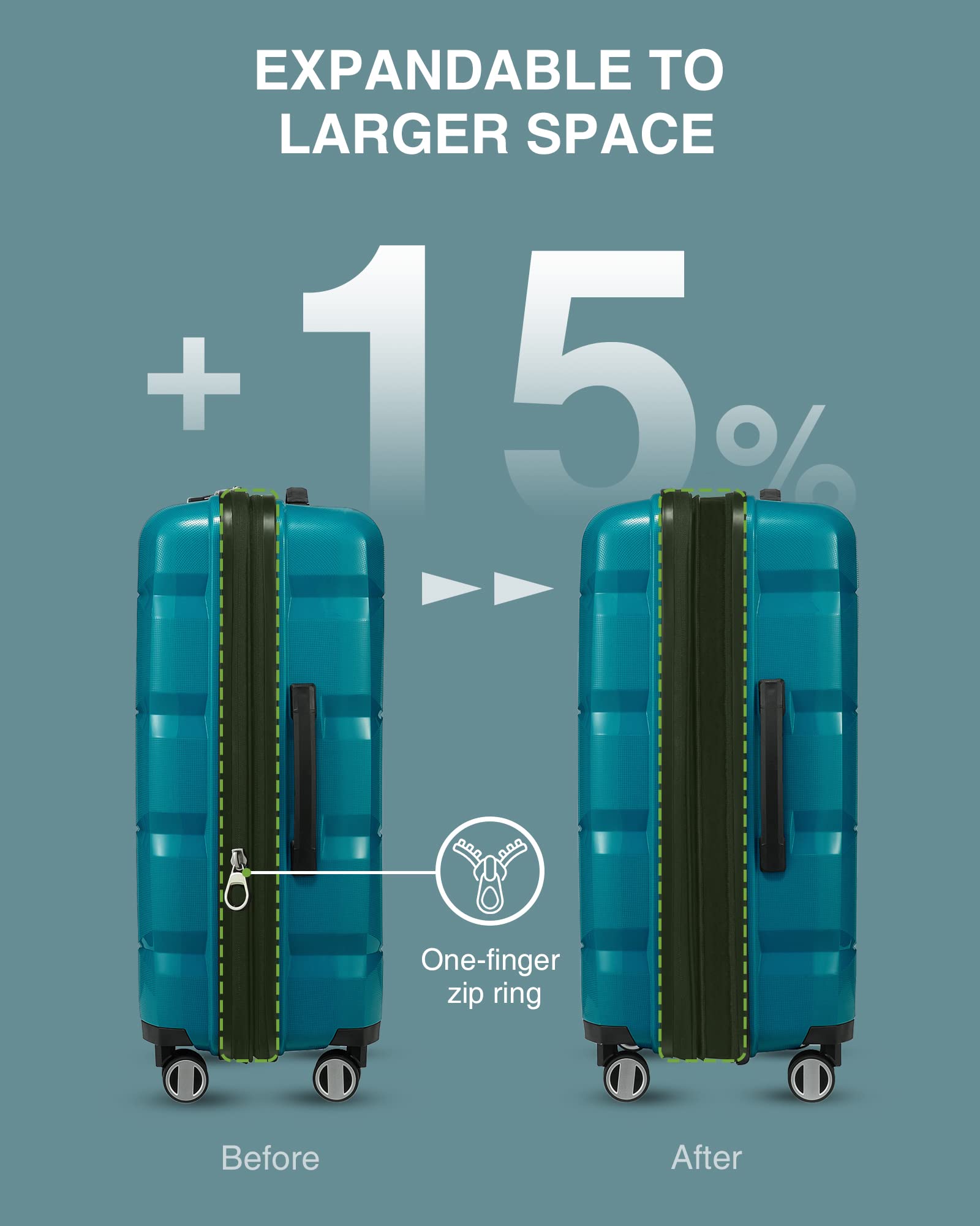 ( only one bag ) LUGGEX Expandable Carry On Luggage - PP Hard Sided ...