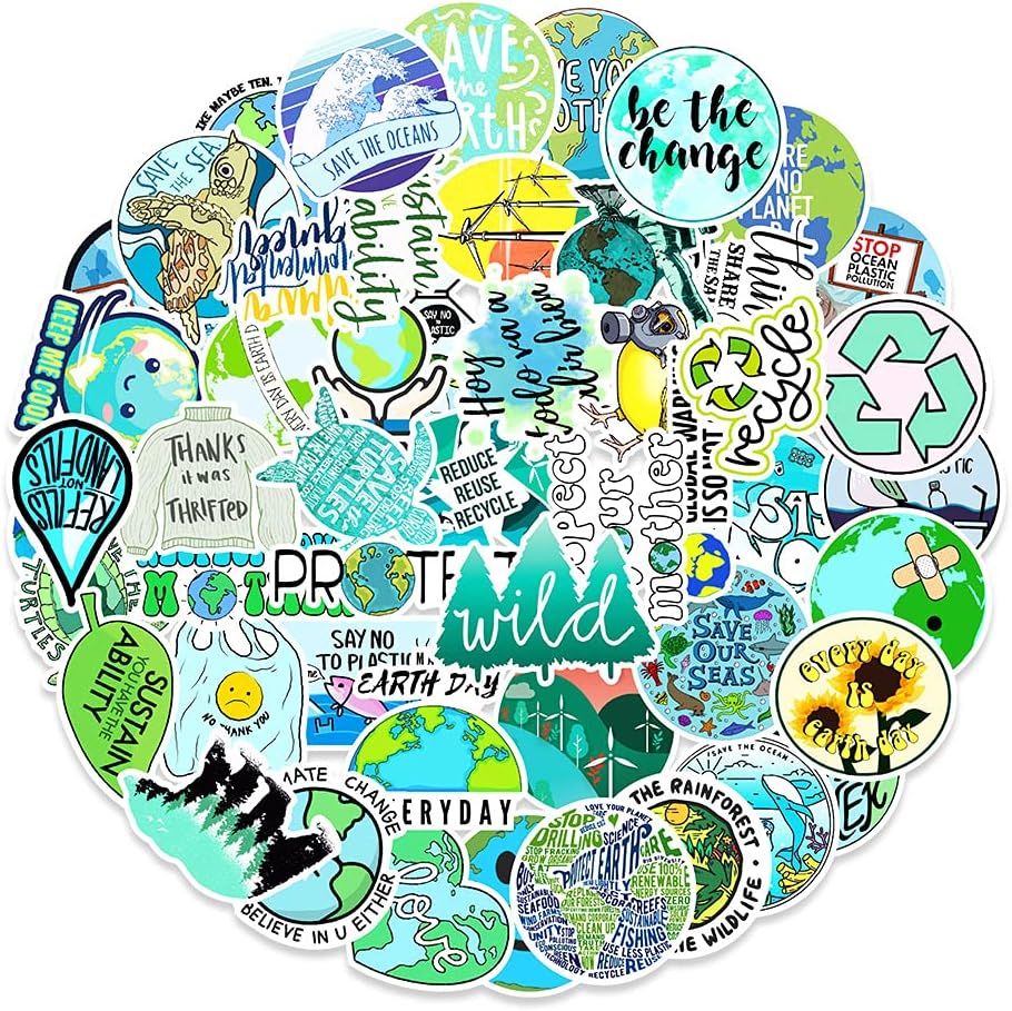 Amazon.com: 50 Sheets Protect Environment Phrase Stickers Pack for ...