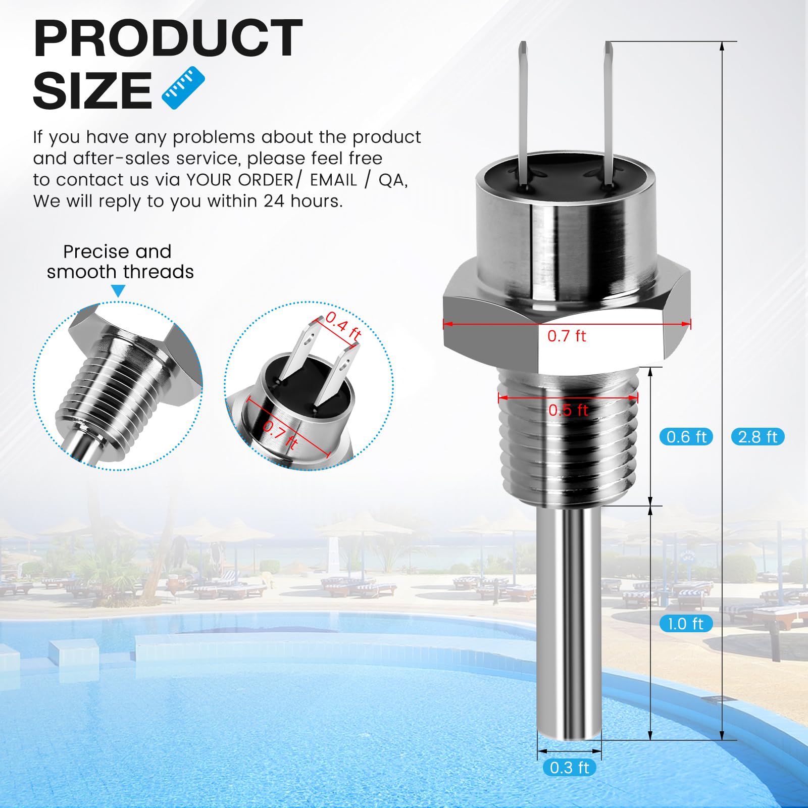 Snapklik.com : 2025 NEW 42001-0053S Heater Thermistor Stainless Steel ...