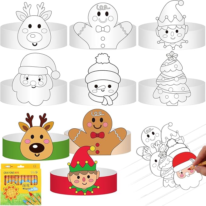 Amazon.com: ReliThick 30 Sets Christmas Craft Bulk for Kids - Coloring ...