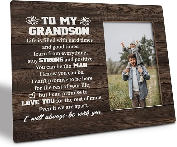 Amazon.com - Grandson Picture Plaque Decor - Wood Framed Photo Sign for ...
