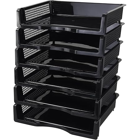 Parlynies Office Document Tray, Stacking Desk Trays, Grey Plastic Paper ...