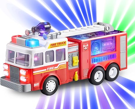 Amazon.com: JOYIN LED Fire Truck Toy for Toddlers - 4D LED Projections ...