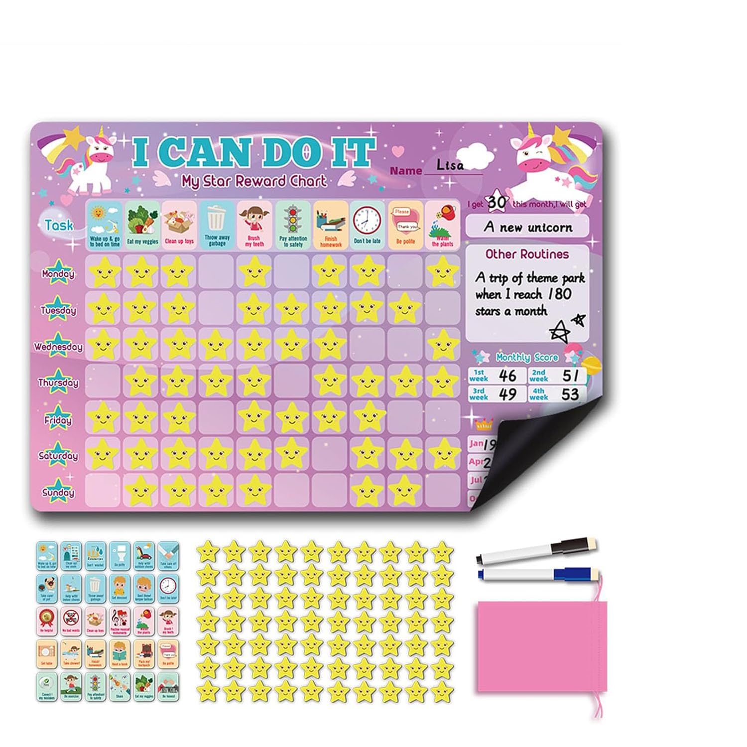 Bolivias Magnetic Reward Chart Kids Daily Routine Responsibility Chore ...