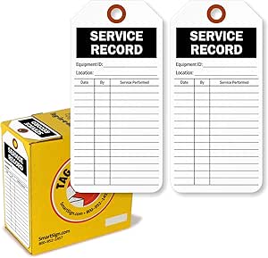 Amazon.com : SmartSign Pack of 100 Service Record 2 Sided Tags | 3" x 6 ...