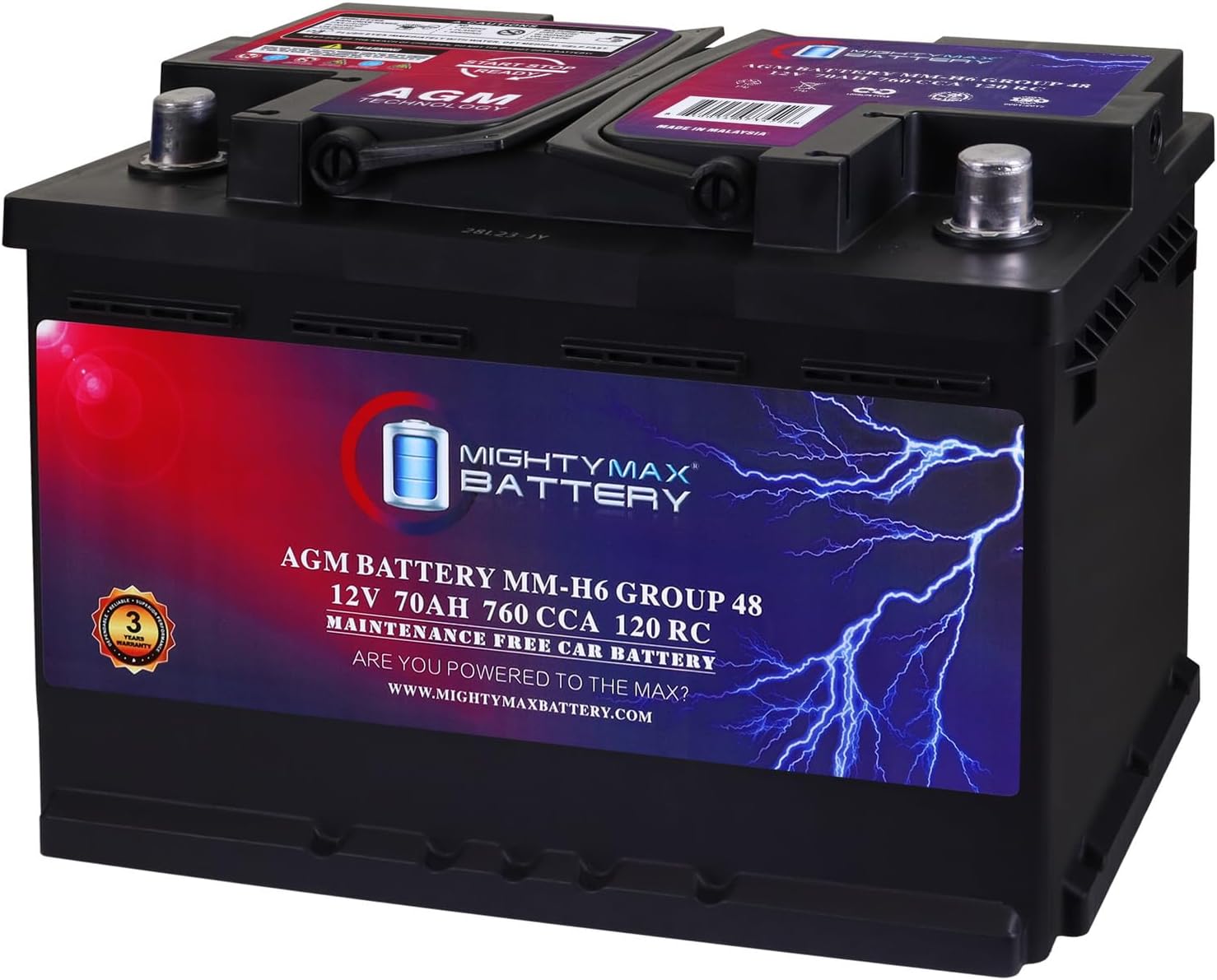 Amazon.com: Mighty Max Battery MM-H6 Start and Stop Car BCI Group Size ...