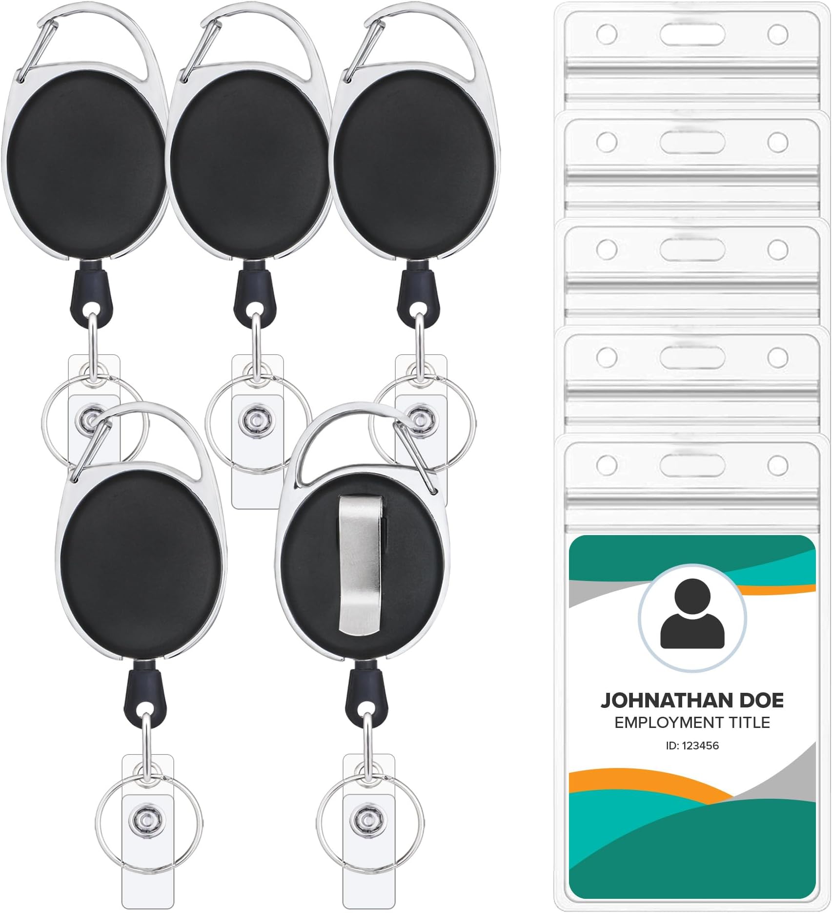 Amazon.com : White Vertical ID Badge Holders with Retractable Round ...