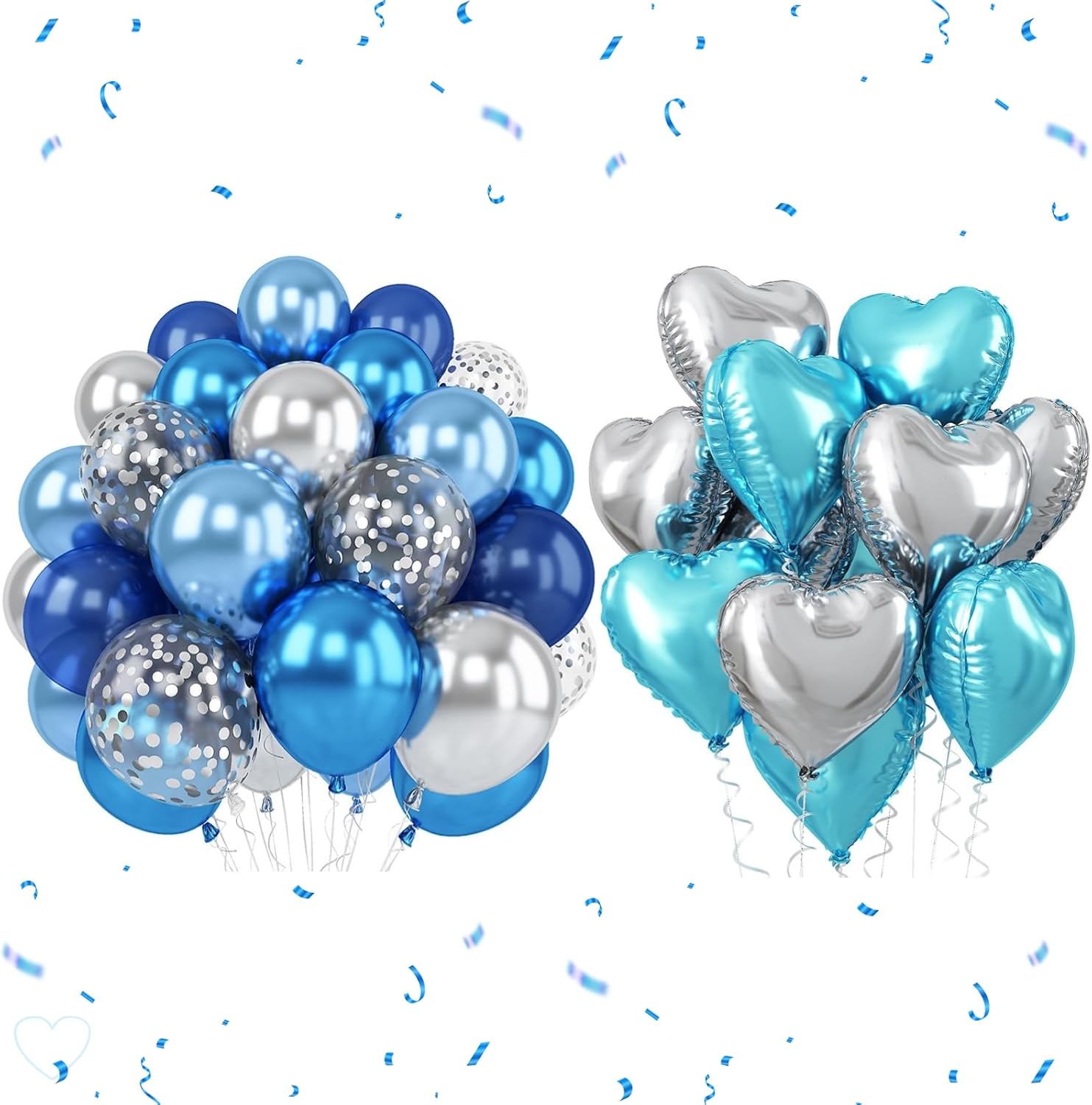Amazon.com: Blue Balloons Set, Blue Silver Party Balloons, 45 Pcs Blue ...