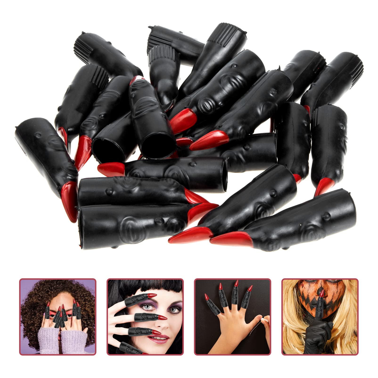 Snapklik.com : Witch Fingers 24 Pcs Halloween Witch Fingers Bulk Cosplay Claws Halloween Finger ...