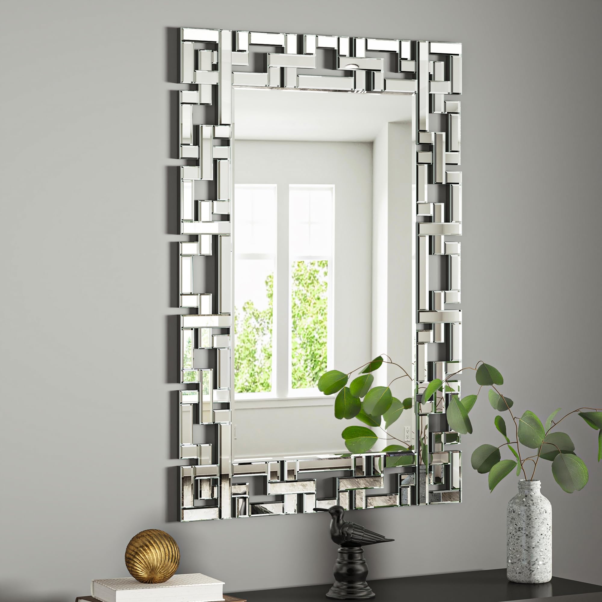 Amazon.com: MUAUSU Decorative Rectangle Wall Mirror - Gorgeous Full ...