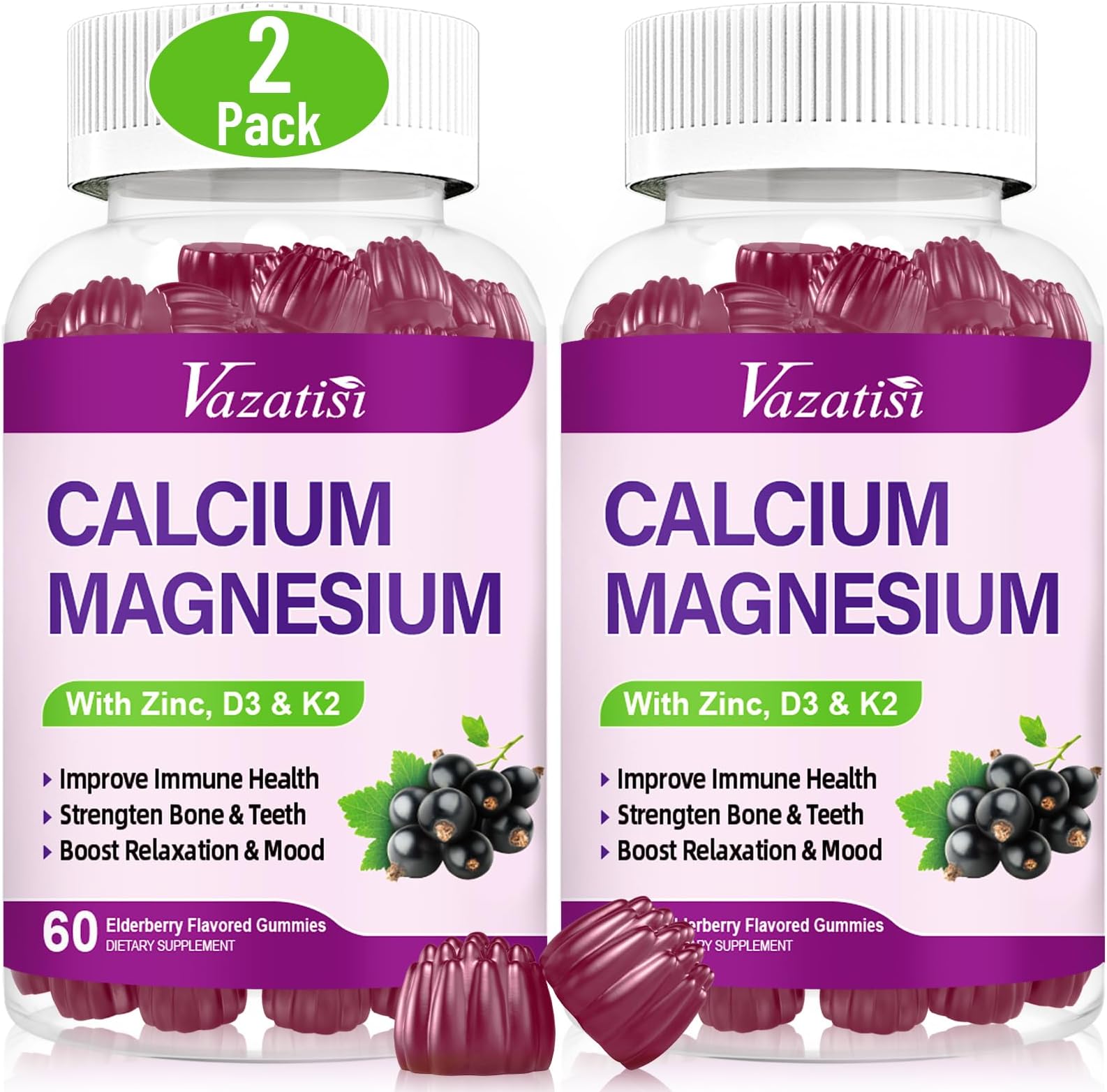 Amazon.com: Calcium Magnesium Zinc Gummies with Vitamin D3 - High ...