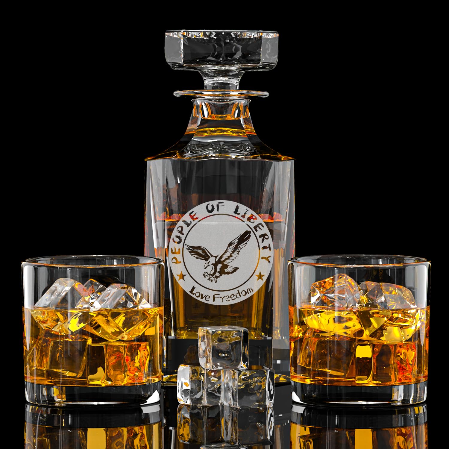 Buy people of libertyWhiskey Decanter Set With 2 Glasses, Retirement ...