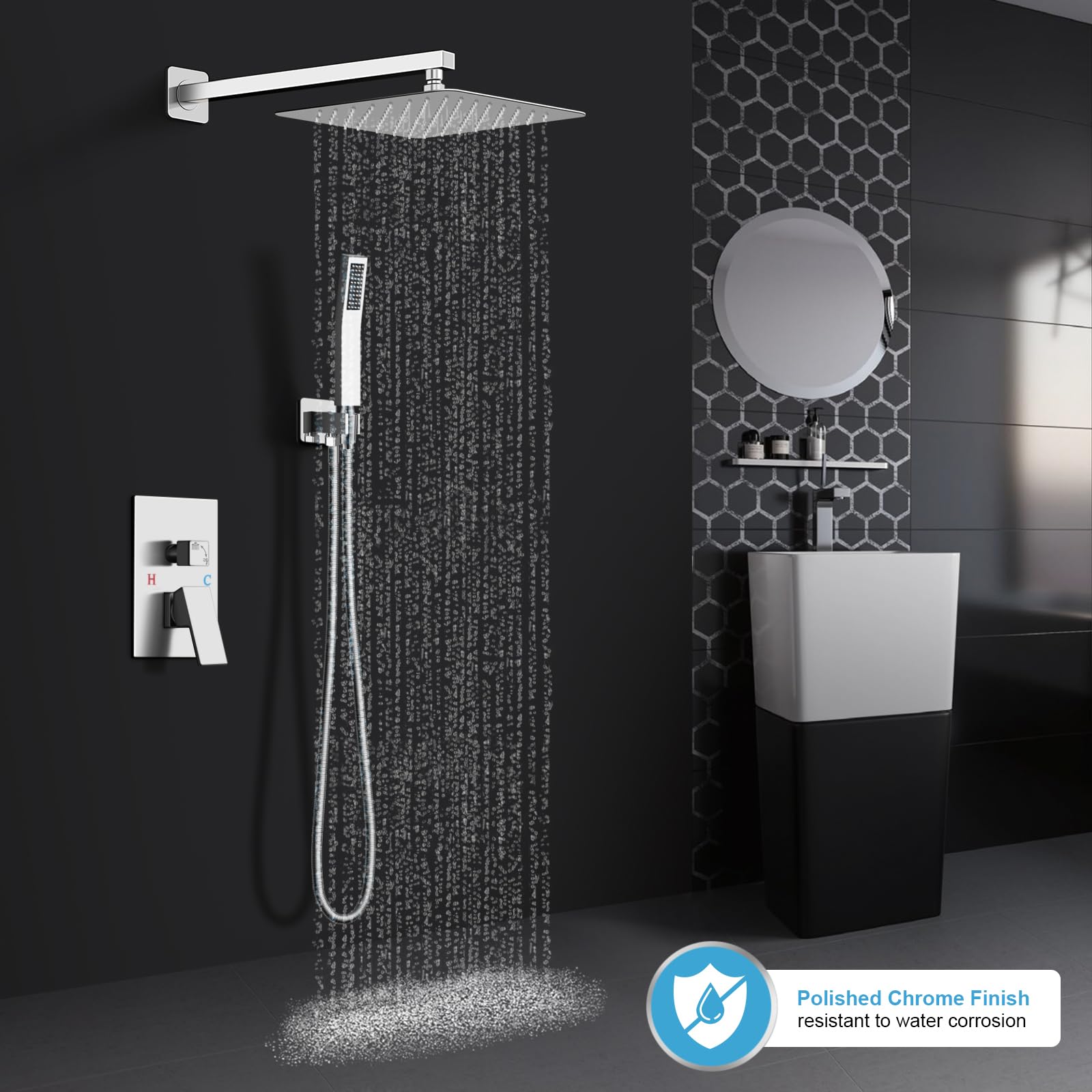 Snapklik.com : Baetuy 10 Inch Shower Faucet Set, Rainfall Shower System