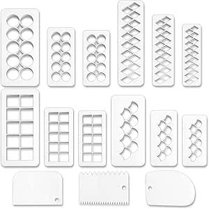12PCS Geometric Biscuit Cutters, 4 Styles Plastic Cake Fondant Cutters ...